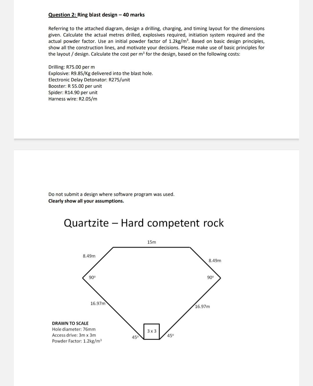 Solved Question 2: Ring blast design - 40 marks Referring to | Chegg.com