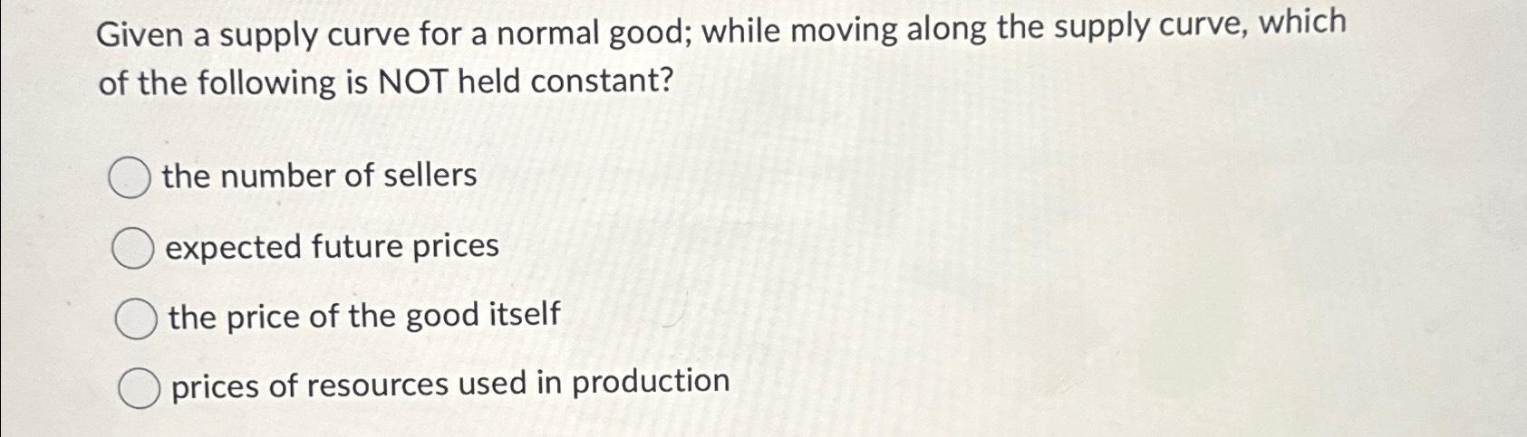 Solved Given a supply curve for a normal good; while moving | Chegg.com