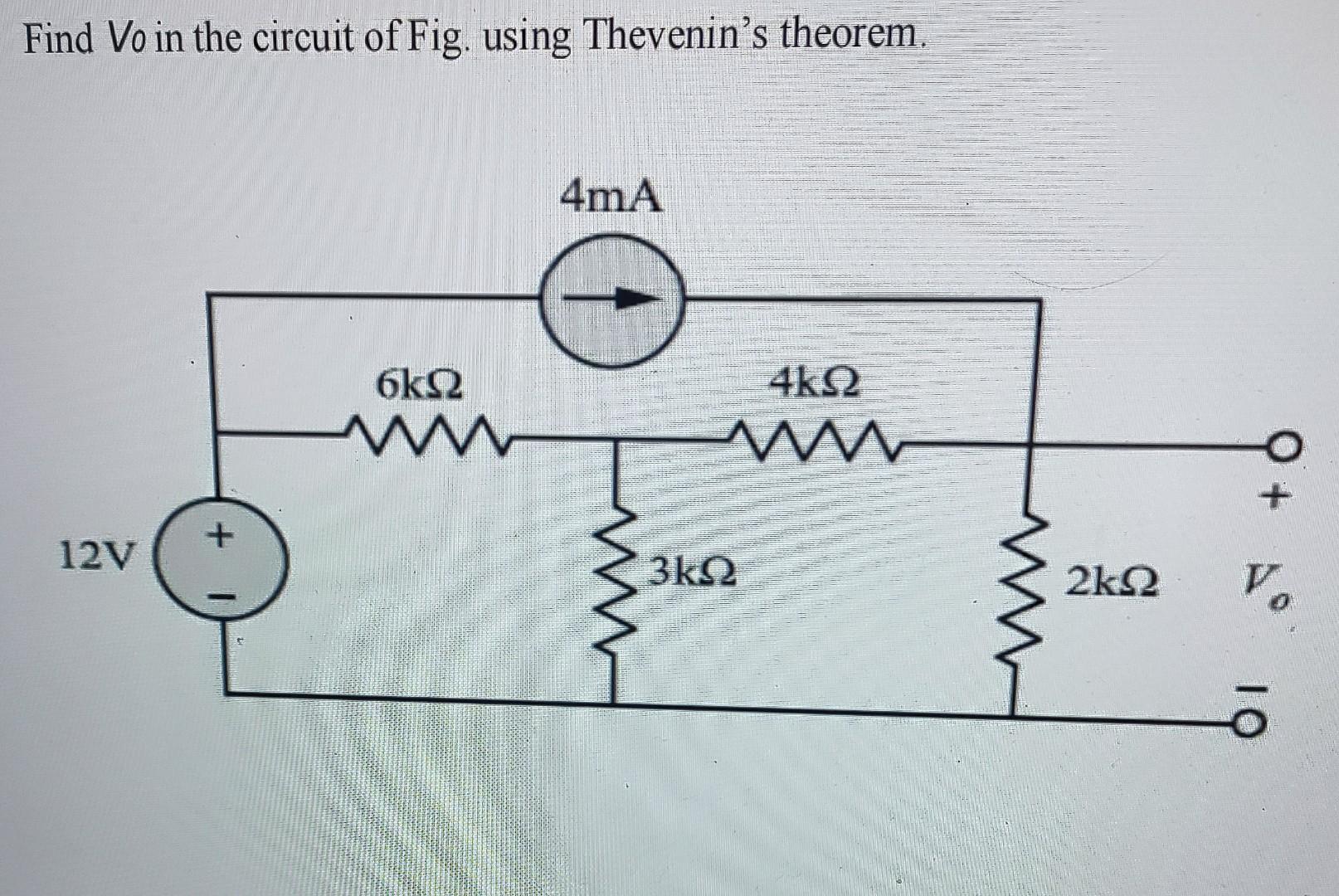 Solved Find V0 in the circuit of Fig. using Thevenin's | Chegg.com