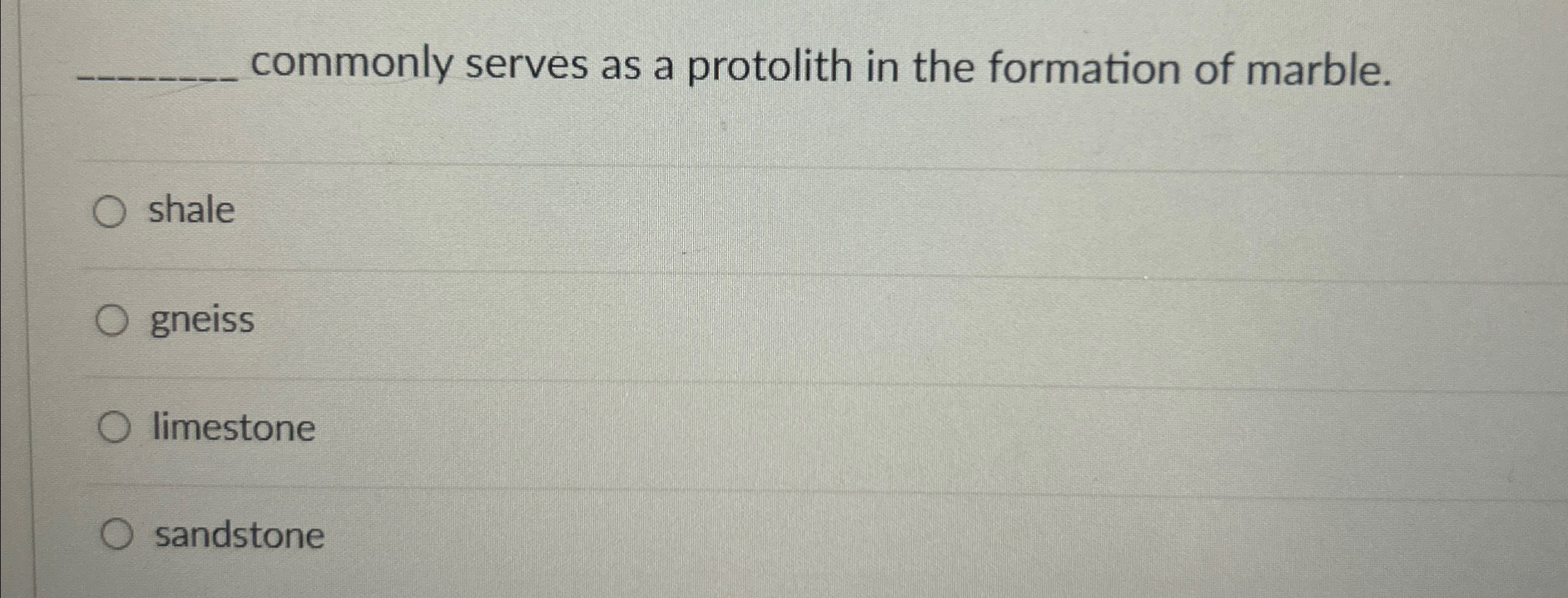 Solved commonly serves as a protolith in the formation of | Chegg.com