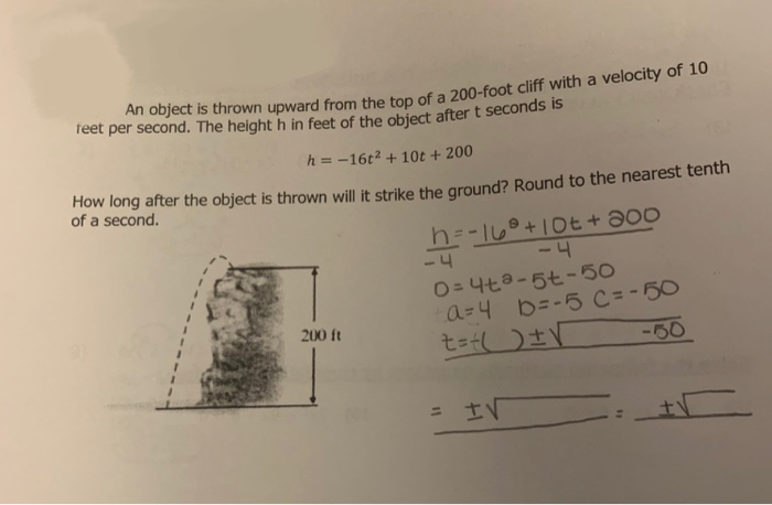 Solved An object is thrown upward from the top of a 200-foot | Chegg.com