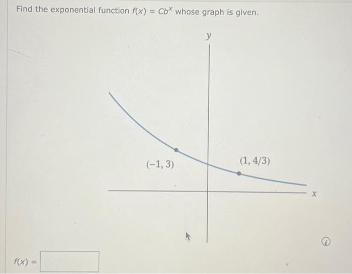 Solved Find the exponential function f(x)=Cbx whose graph is | Chegg.com