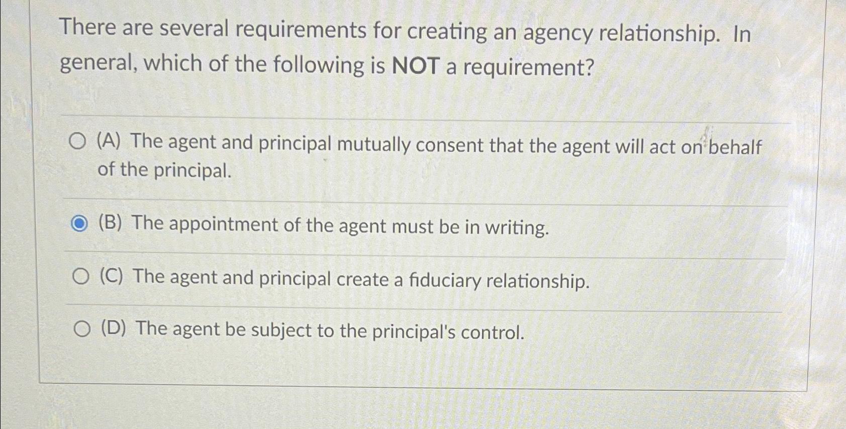 Solved There are several requirements for creating an agency | Chegg.com