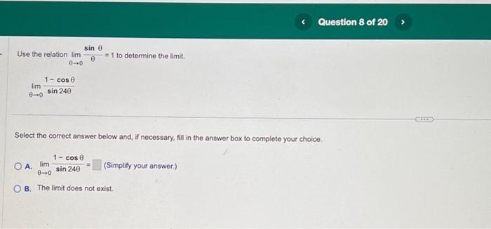 Solved Use the relation \\( \\lim _{\\theta \\rightarrow 0} | Chegg.com