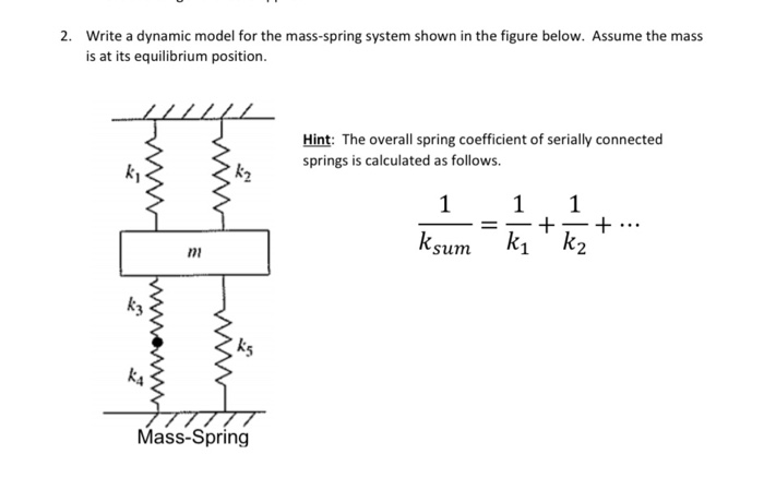 Solved 2. Write a dynamic model for the mass-spring system | Chegg.com