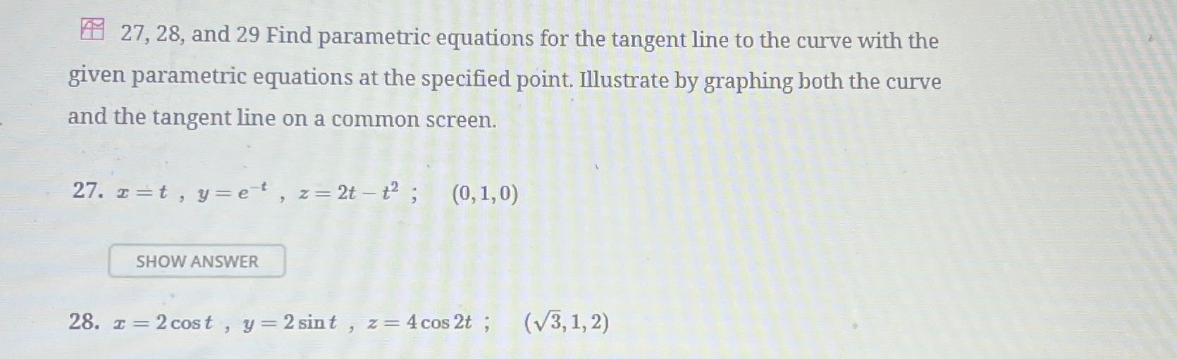 ONLY PROBLEM 2828 ﻿Find parametric equations for the | Chegg.com