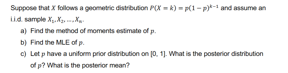 Solved Suppose that x ﻿follows a geometric distribution | Chegg.com