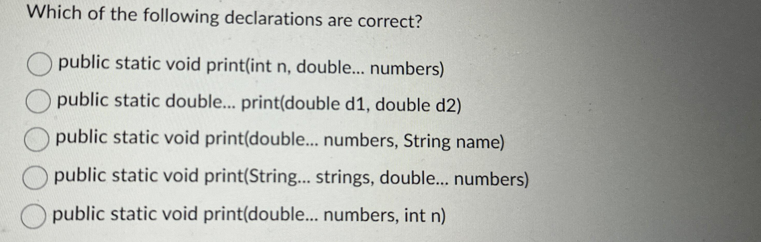 Solved Which of the following declarations are | Chegg.com