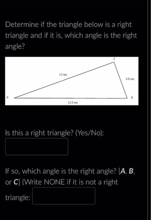 Solved Determine if the triangle below is a right triangle | Chegg.com