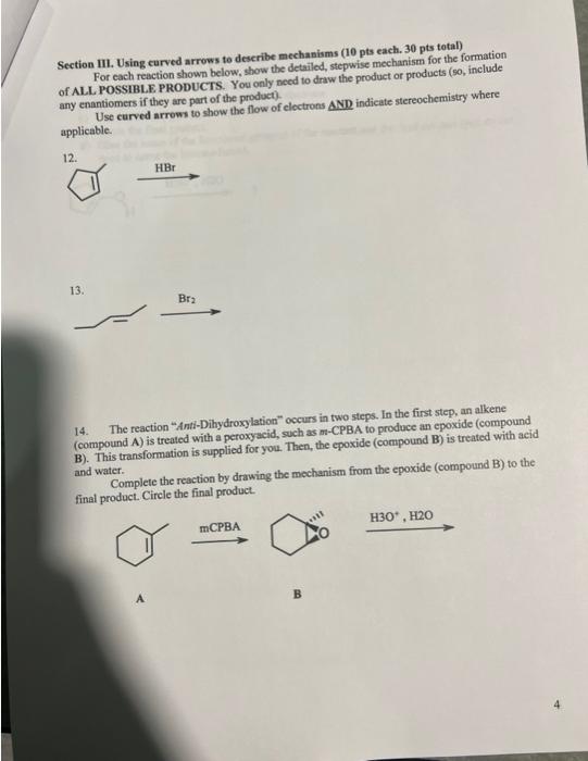 Solved Section IIL. Using curved arrows to describe | Chegg.com