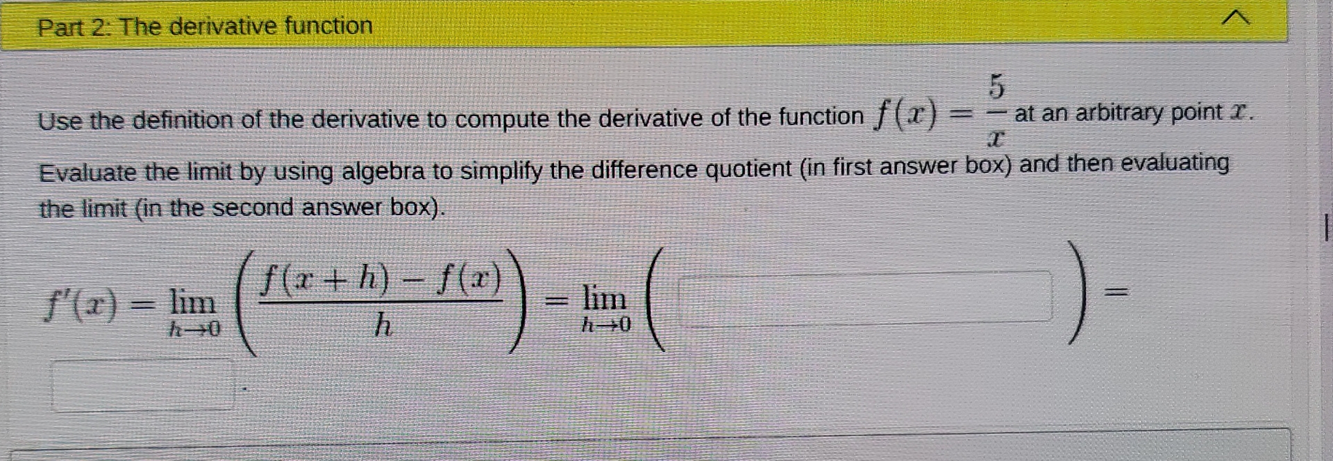 Solved Part 2: The derivative functionUse the definition of | Chegg.com