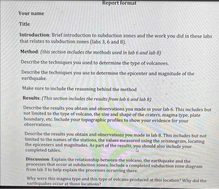 Solved Report format Your name Title Introduction: Brief | Chegg.com