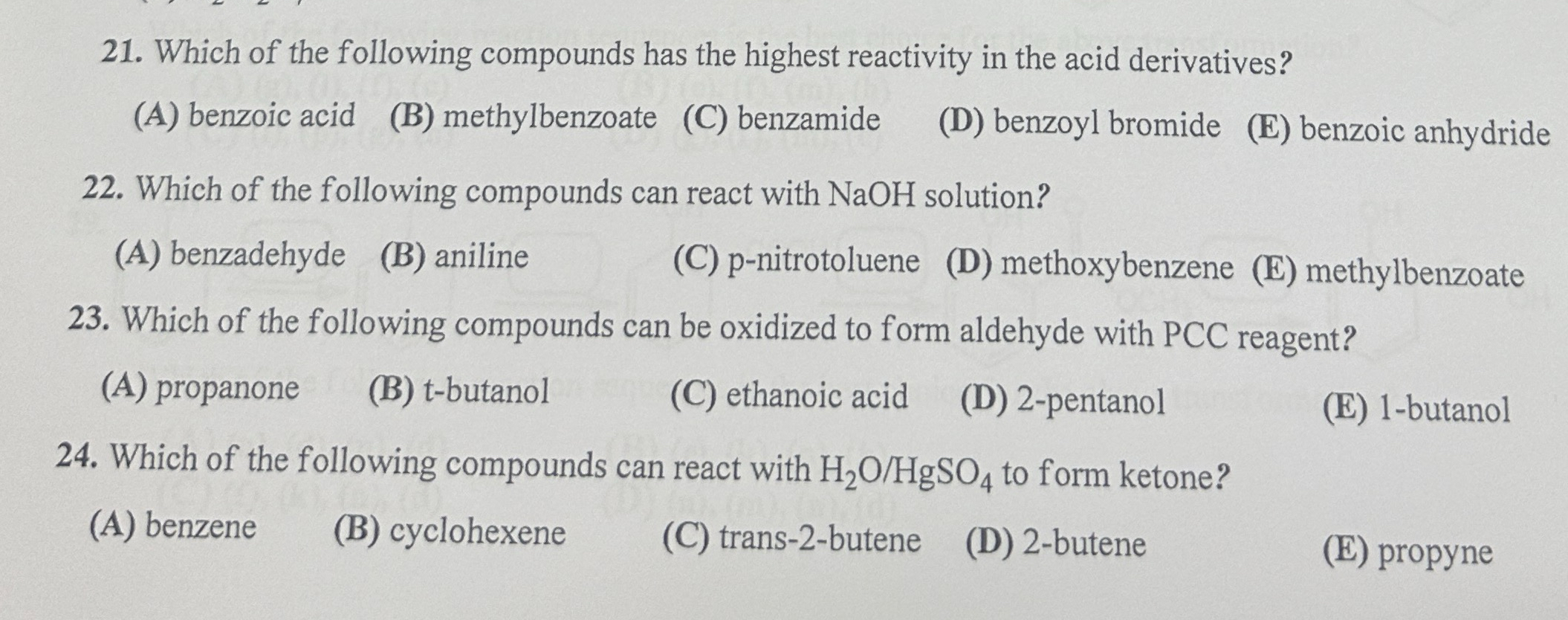 Solved Which of the following compounds has the highest | Chegg.com