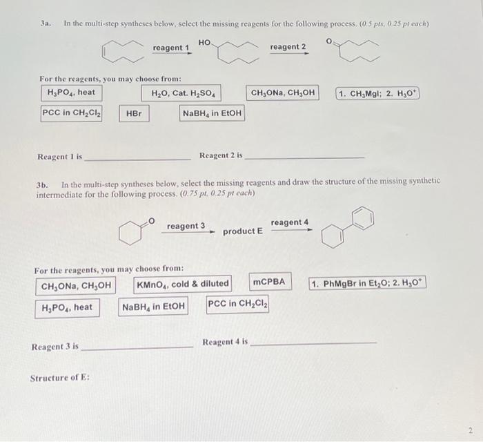 Solved 3a. In the multi-step syntheses below, select the | Chegg.com