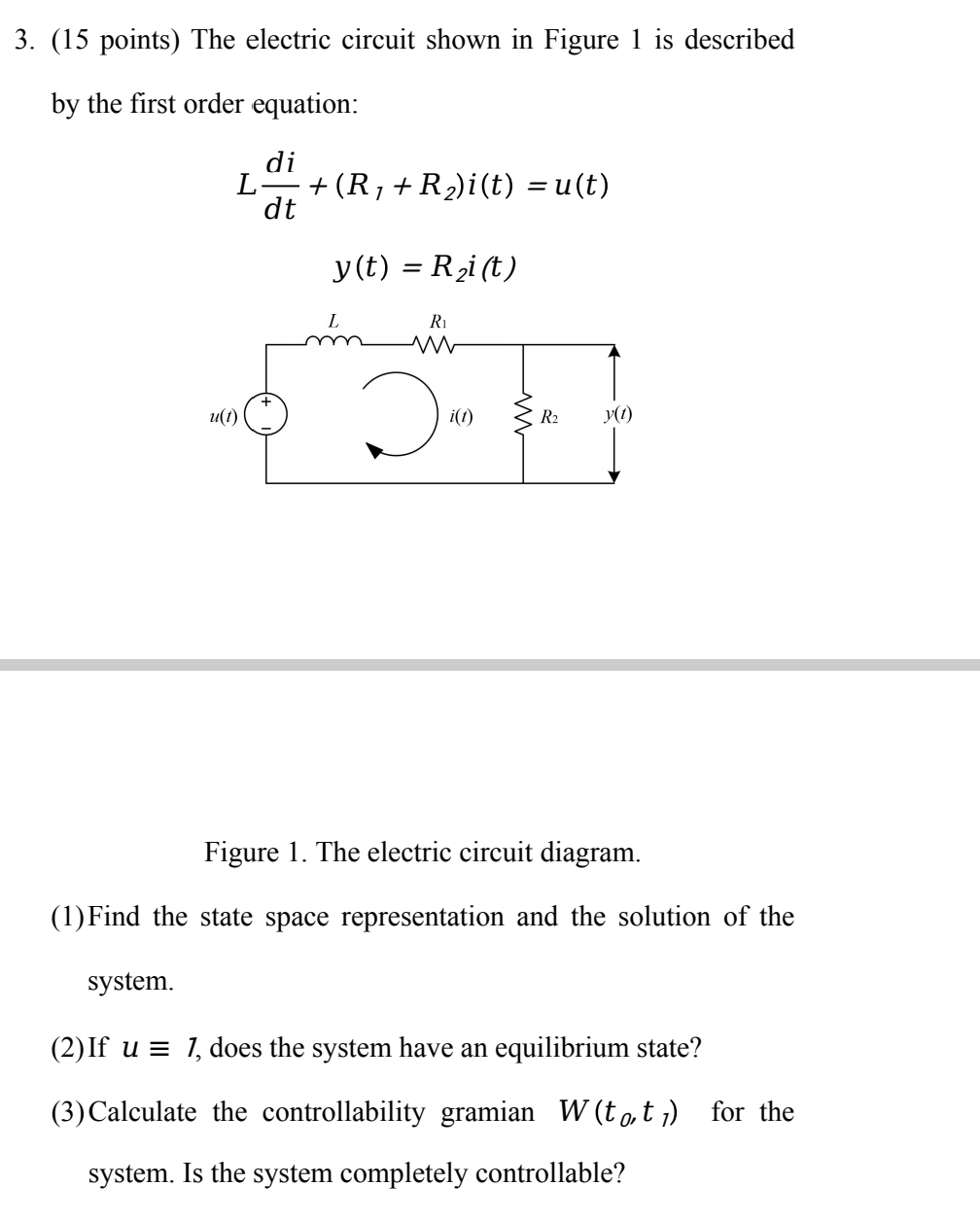 Solved (15 ﻿points) ﻿The electric circuit shown in Figure 1 | Chegg.com