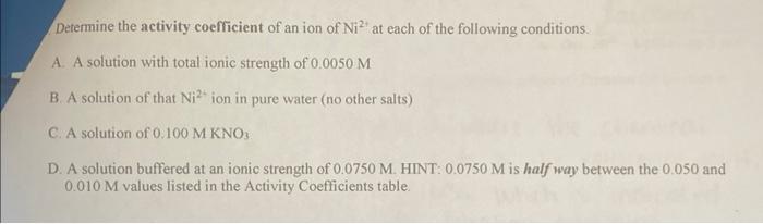 Solved Determine the activity coefficient of an ion of Ni2+ | Chegg.com