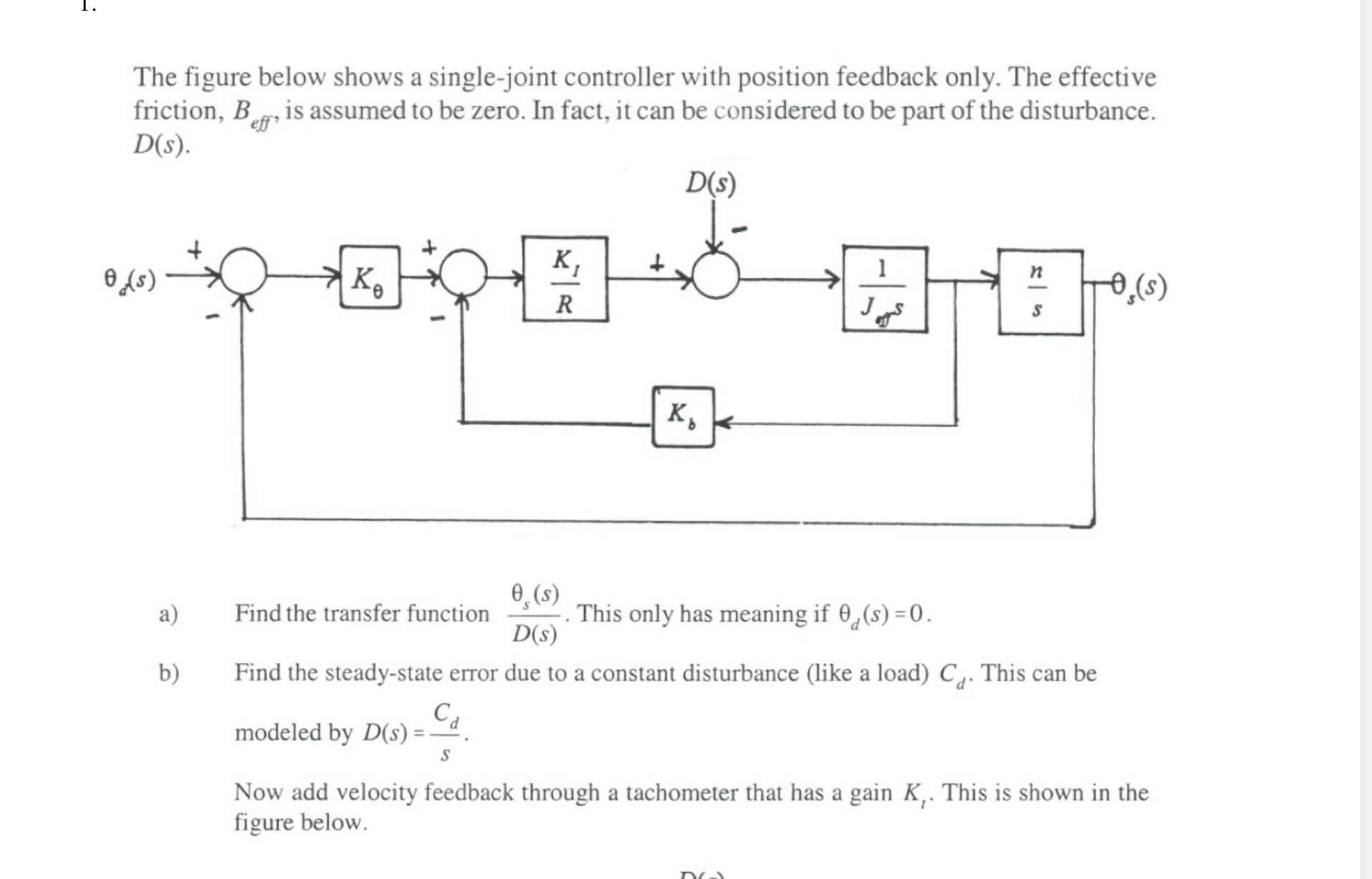 Solved The figure below shows a single-joint controller with | Chegg.com