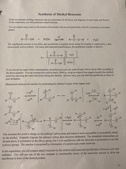 Solved Synthesis of Methyl Benzoate Esters are | Chegg.com