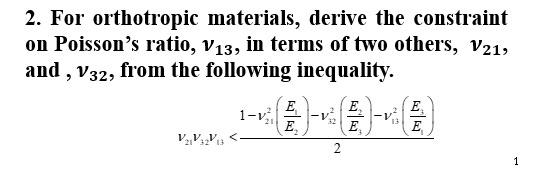 Solved 2. For orthotropic materials, derive the constraint | Chegg.com