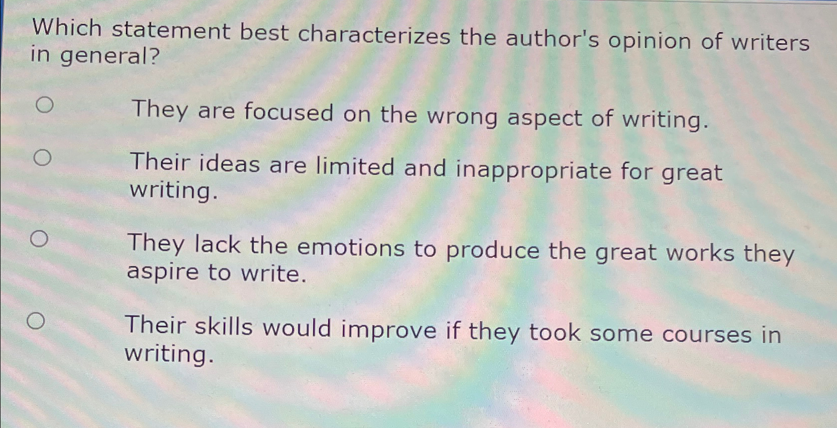 Solved Which statement best characterizes the author's | Chegg.com