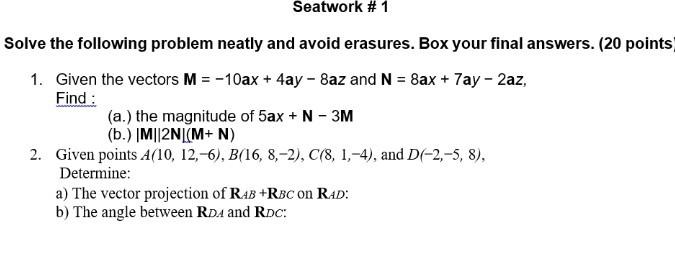 Solved Seatwork # 1 Solve the following problem neatly and | Chegg.com