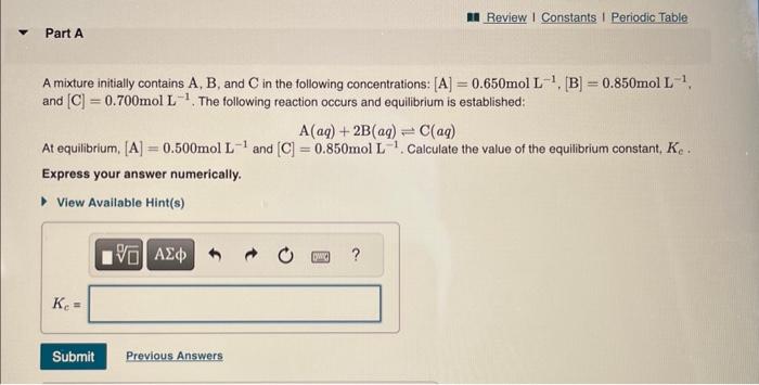 Solved A mixture initially contains A,B, and C in the | Chegg.com