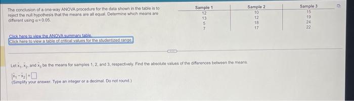 Solved The conclusion of a cne-way ANOVA procedure for the | Chegg.com