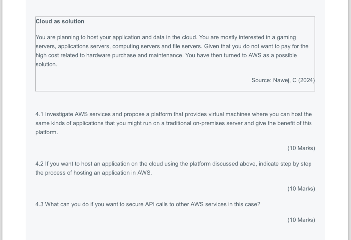 Solved Cloud as solutionYou are planning to host your | Chegg.com