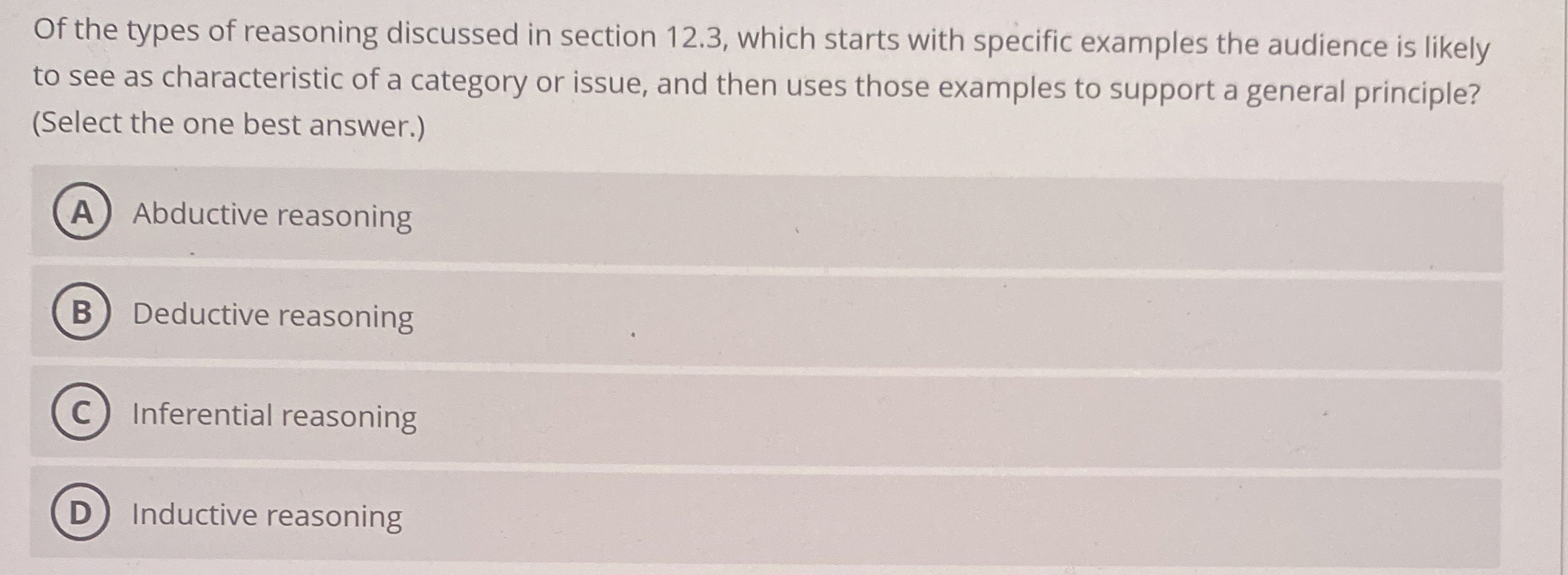 Solved Of the types of reasoning discussed in section 12.3 , | Chegg.com