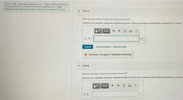 Solved All 14 a firecracket explodes llm in reference frames | Chegg.com