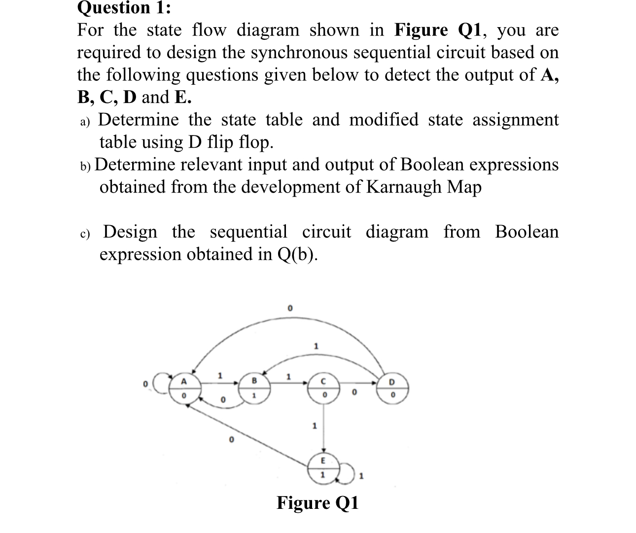 Solved by an EXPERT Question 1:For the state flow diagram shown in ...