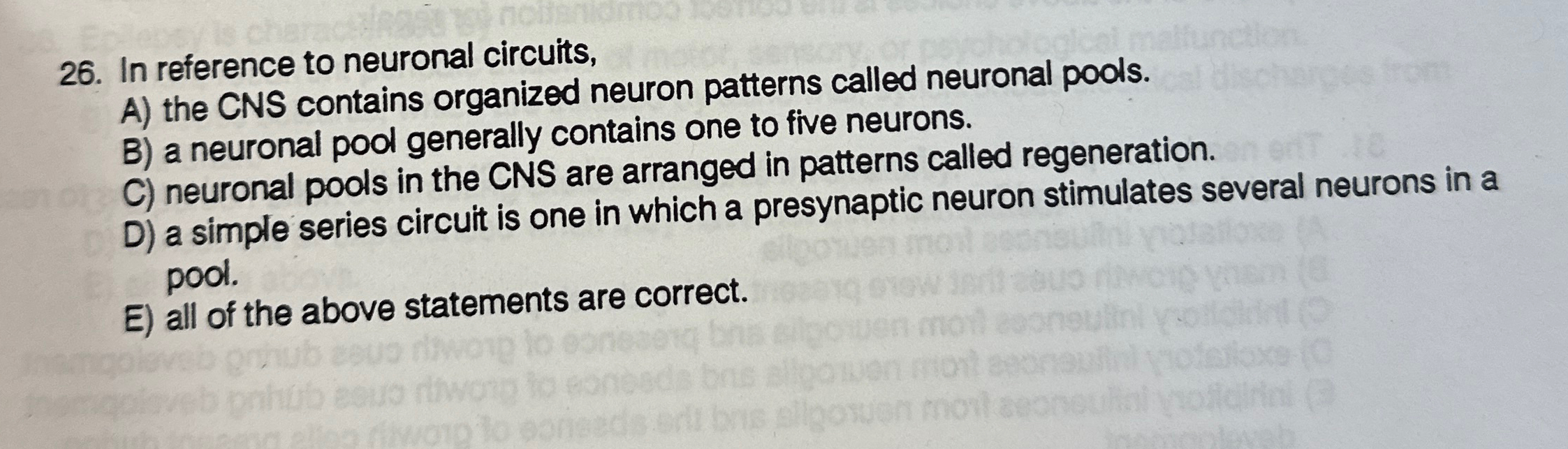 Solved In reference to neuronal circuits,A) ﻿the CNS | Chegg.com