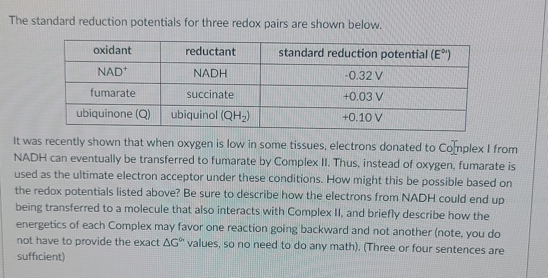 Solved The standard reduction potentials for three redox | Chegg.com