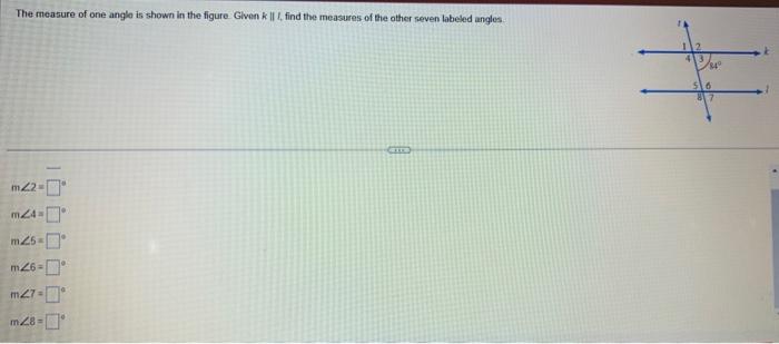 Solved The measure of one angle is shown in the figure Given | Chegg.com