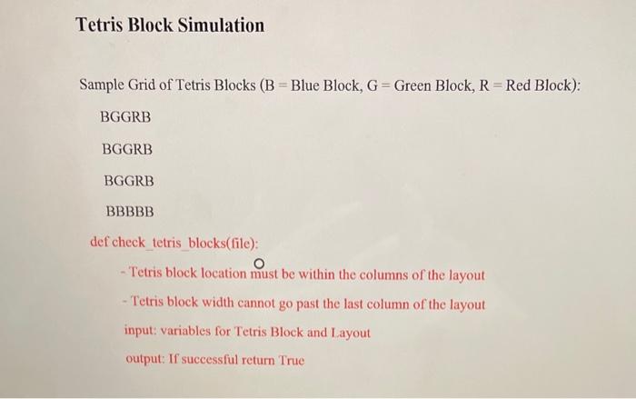 Solved Tetris Block Simulation Sample Grid of Tetris Blocks | Chegg.com