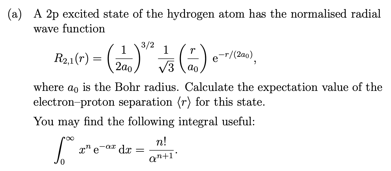 Solved A a 2p excited State Of The Hydrogen Atom Has The