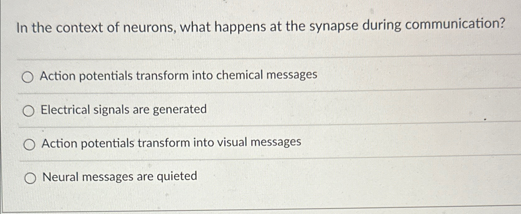 Solved In the context of neurons, what happens at the | Chegg.com