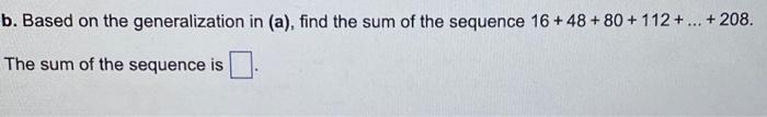 Based on the generalization in (a), find the sum of | Chegg.com