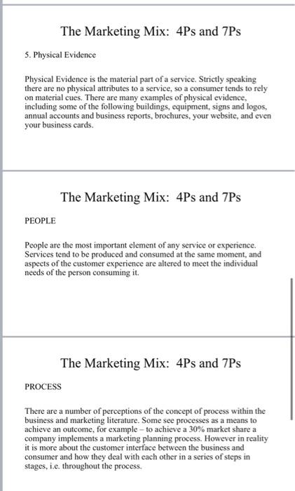 Solved The Marketing Mix: 4Ps and 7Ps 5. Physical Evidence | Chegg.com