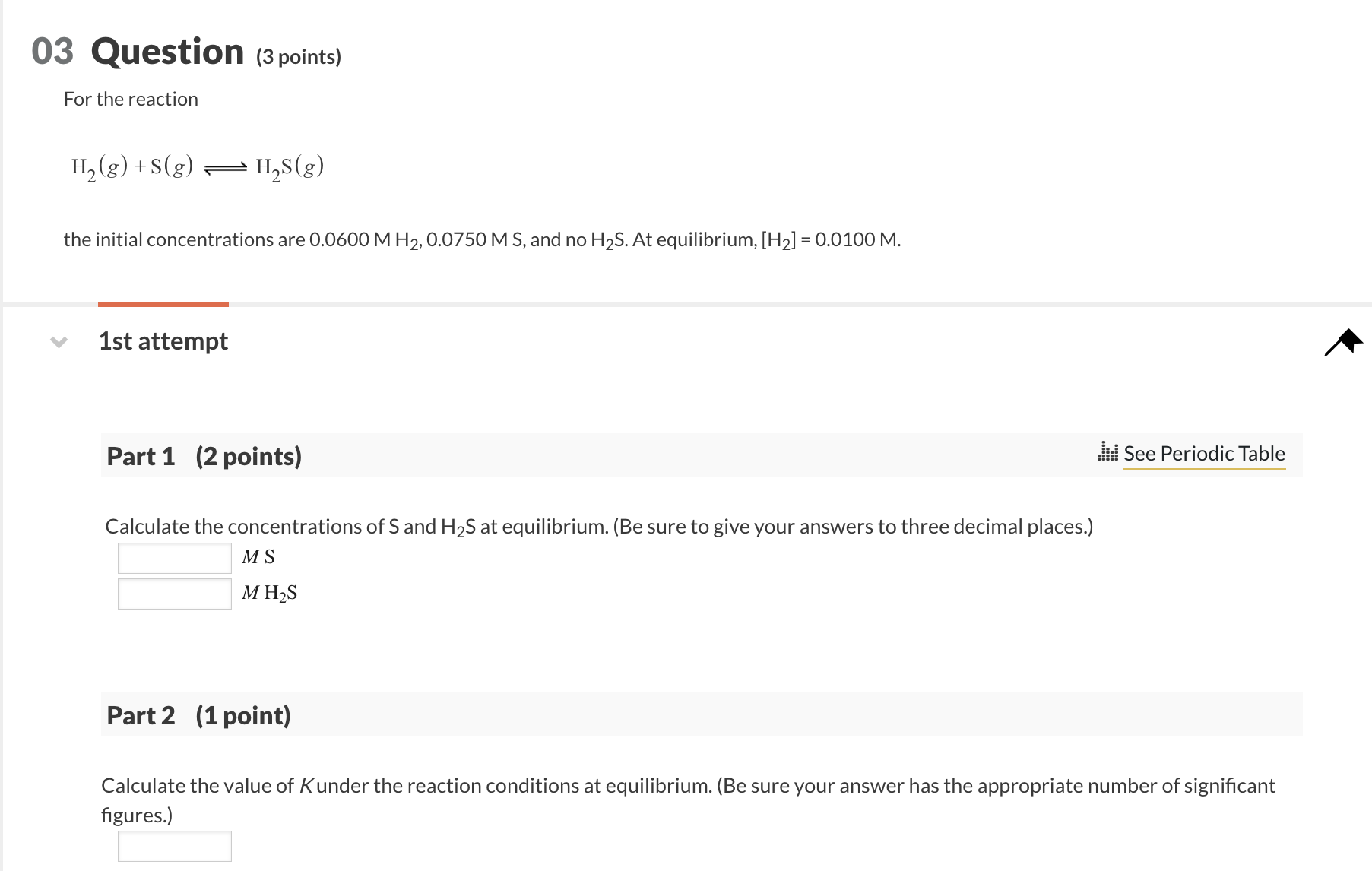Solved 03 ﻿Question (3 ﻿points)For the | Chegg.com