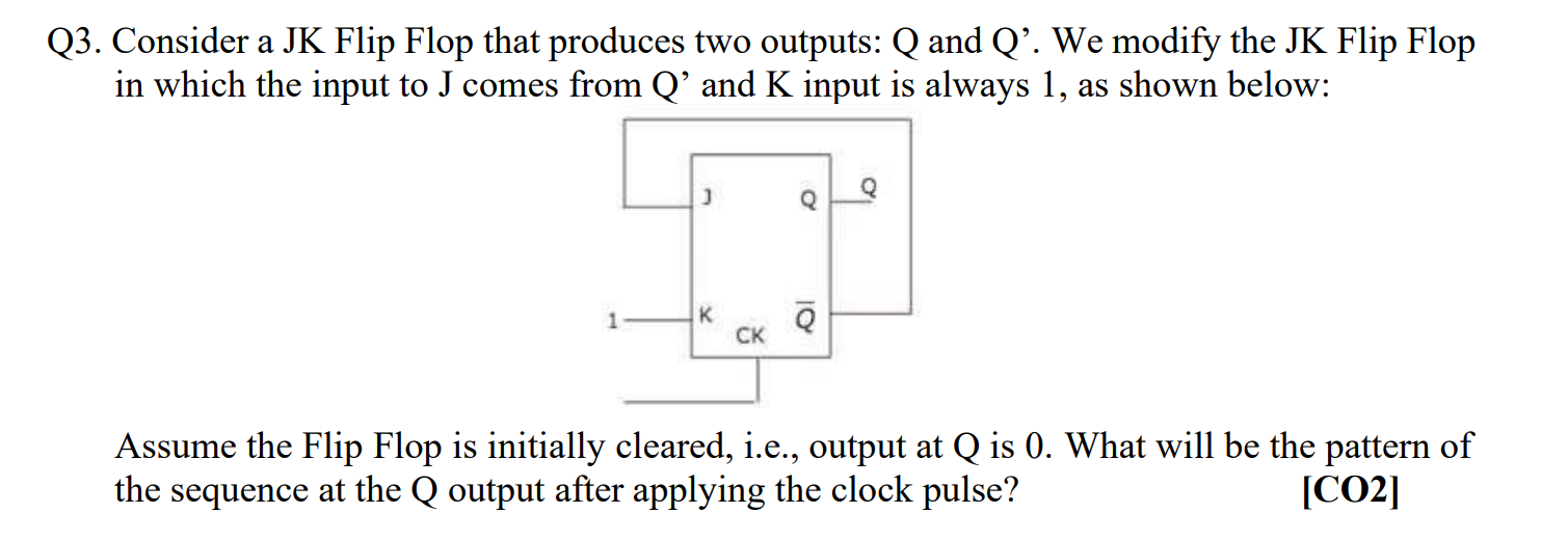 Solved Q3. ﻿Consider a JK Flip Flop that produces two | Chegg.com