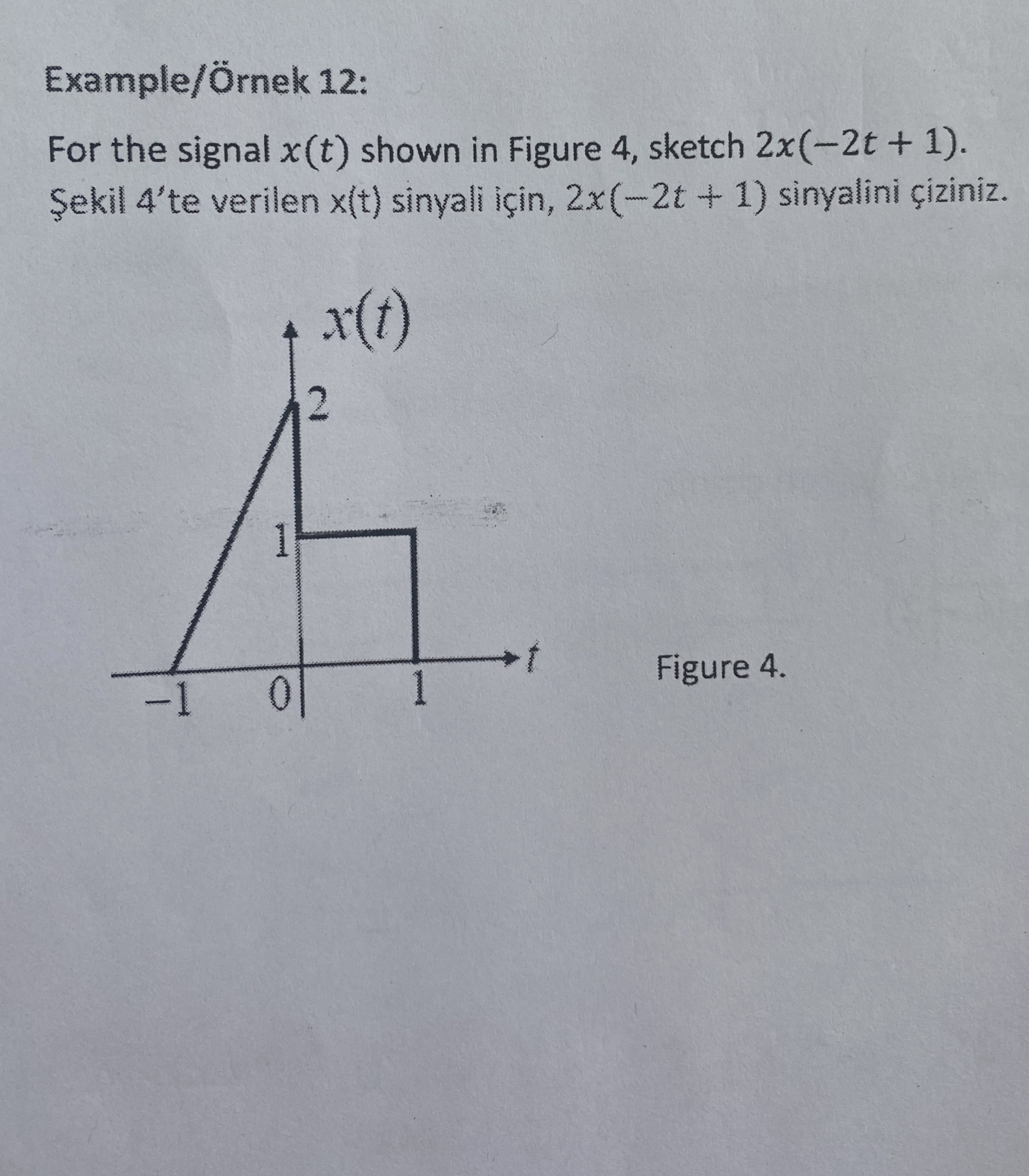 Solved Example/Örnek 12:For the signal x(t) ﻿shown in Figure | Chegg.com