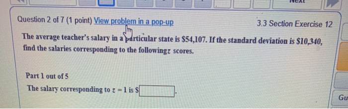 Solved Question 2 of 7 (1 point) View problem in a pop-up | Chegg.com