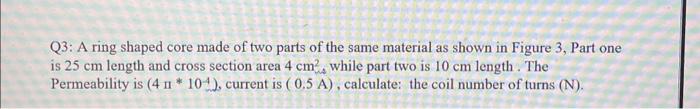 Solved Q3: A ring shaped core made of two parts of the same | Chegg.com