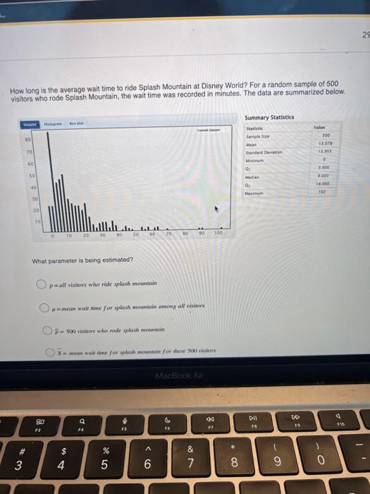 Solved How long is the average wait time to ride Splash | Chegg.com
