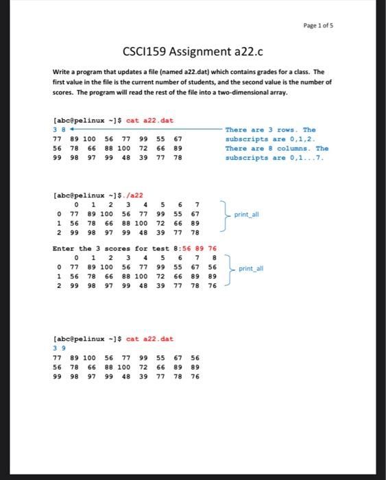 Solved CSCl159 Assignment a22.c Write a program that updates | Chegg.com