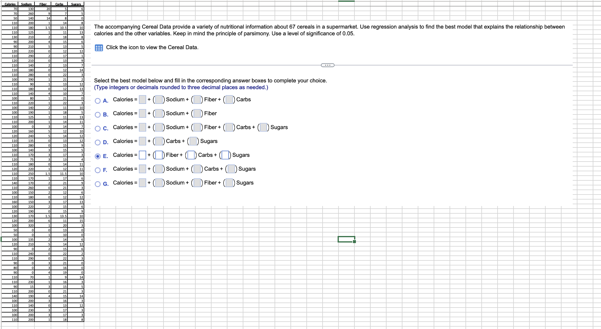 Solved Select the best model below and fill in the | Chegg.com