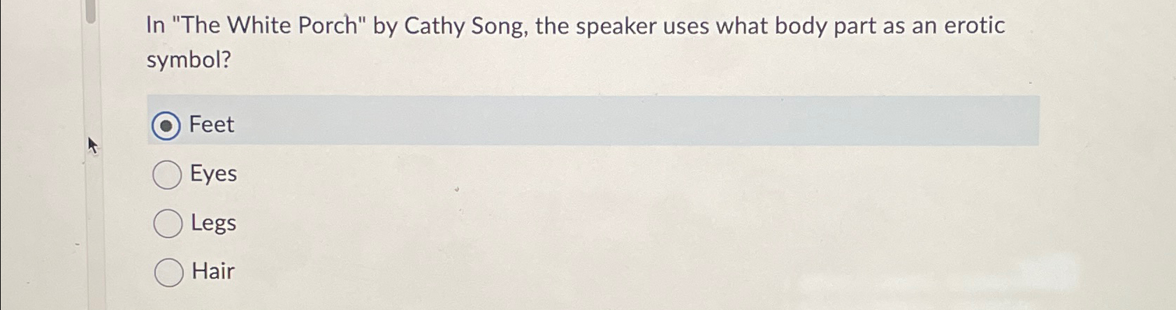 Solved In "The White Porch" by Cathy Song, the speaker uses | Chegg.com
