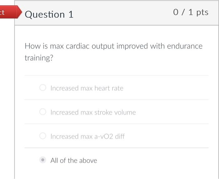 Solved How is max cardiac output improved with endurance | Chegg.com