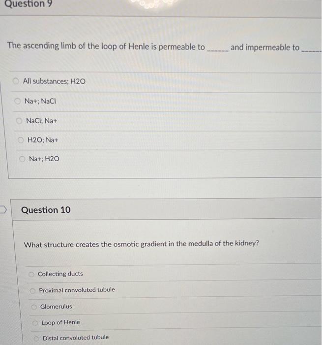 Solved The ascending limb of the loop of Henle is permeable | Chegg.com